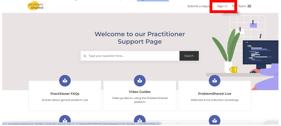 Signing in to the Talk Therapy Help Centre – ProblemShared